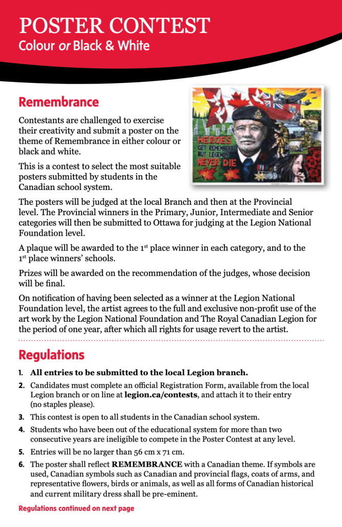 Entry Form for Remembrance Day Poster Contest « Mr. Jackson's Grade ...